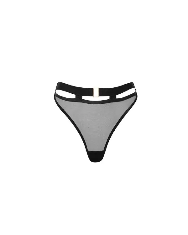 Bluebella Trinity High-waisted Sheer Thong - Black