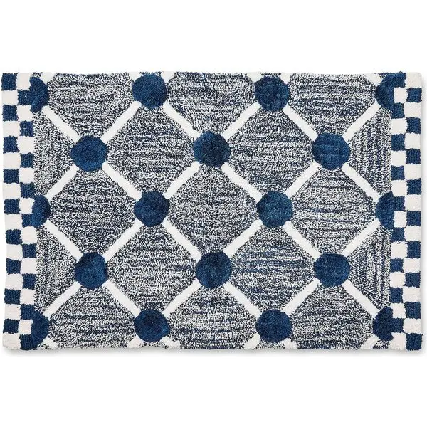 MACKENZIE-CHILDS Lattice Dot Bath Rug - Navy