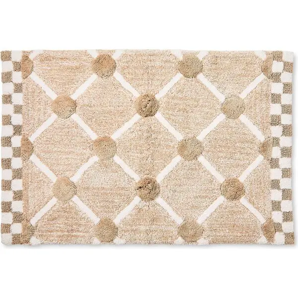MACKENZIE-CHILDS Lattice Dot Bath Rug - Taupe