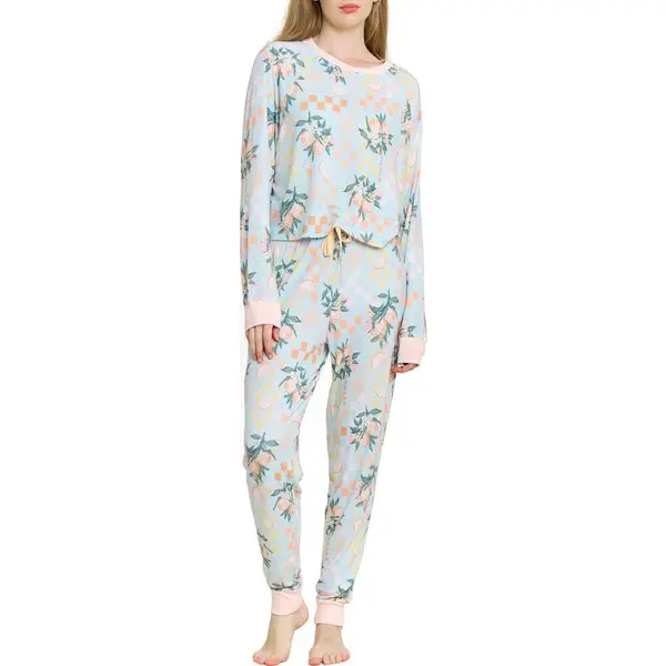 Honeydew Intimates Star Seeker Brushed Jersey Pajamas - Citrus Check