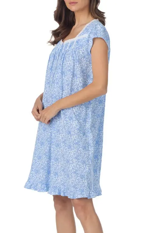 Eileen West Cap Sleeve Cotton Nightgown - Blue Print