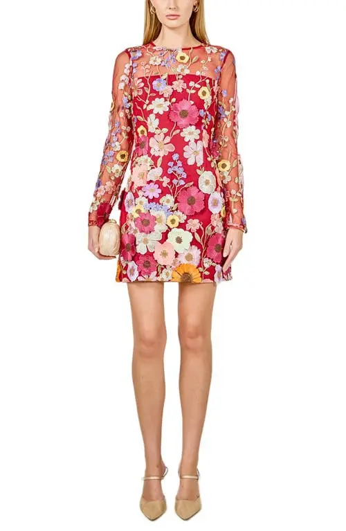 Endless Rose Floral Embroidered Mini Dress - Merlot