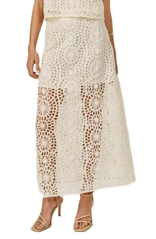 Endless Rose Textured Open Stitch Midi Skirt - Cream