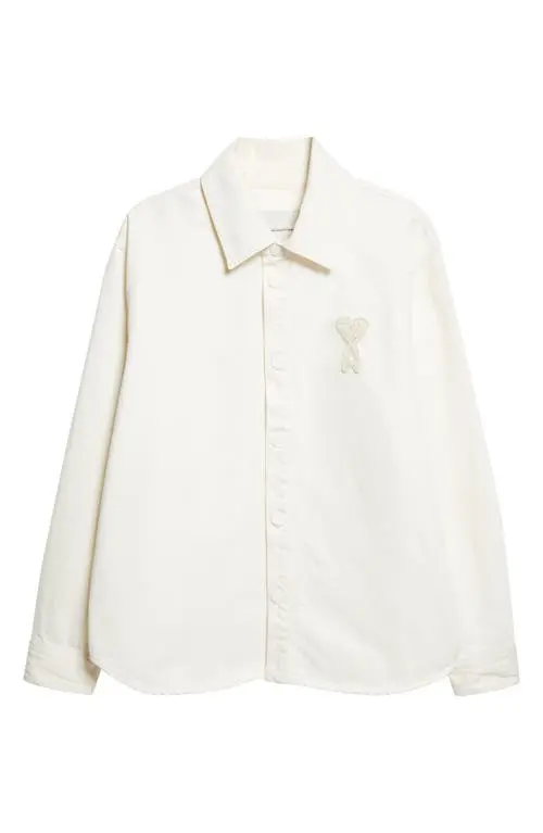 Ami De Coeur Knit Appliqué Overshirt - Blanc Creme