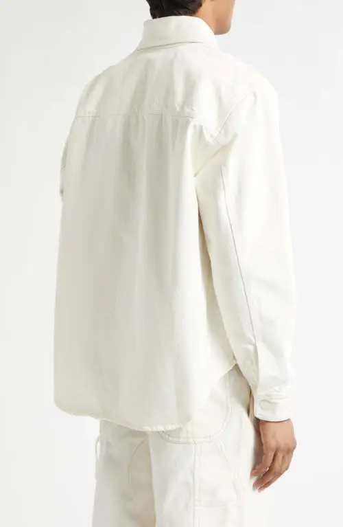 AMI Paris De Coeur Knit Appliqué Overshirt - Blanc Creme