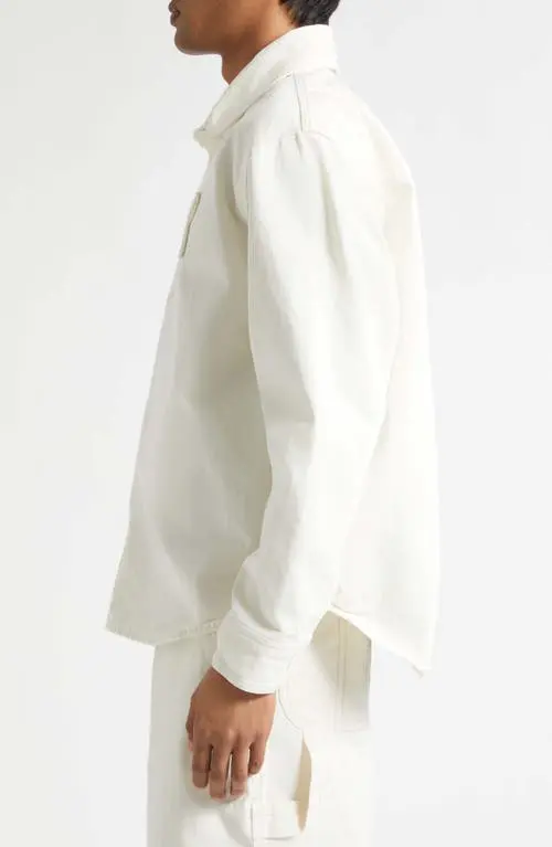 AMI Paris De Coeur Knit Appliqué Overshirt - Blanc Creme