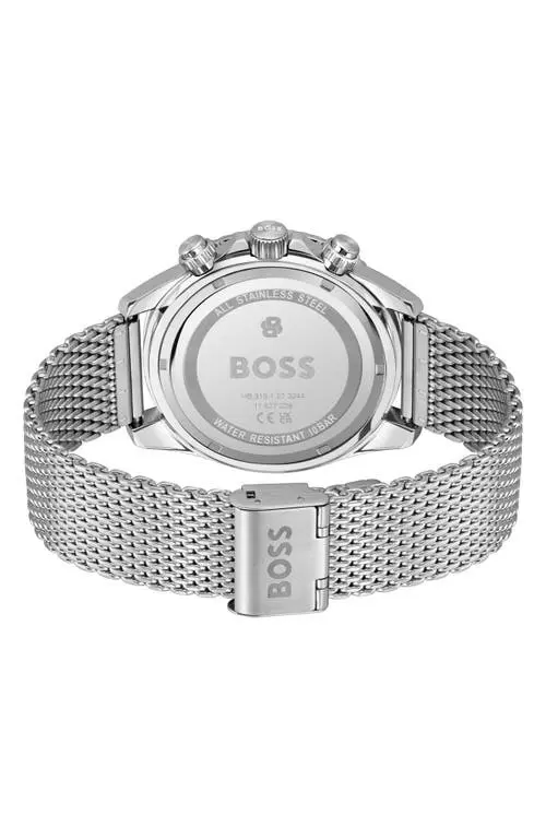 BOSS Sealiner Chronograph Mesh Strap Watch - Black