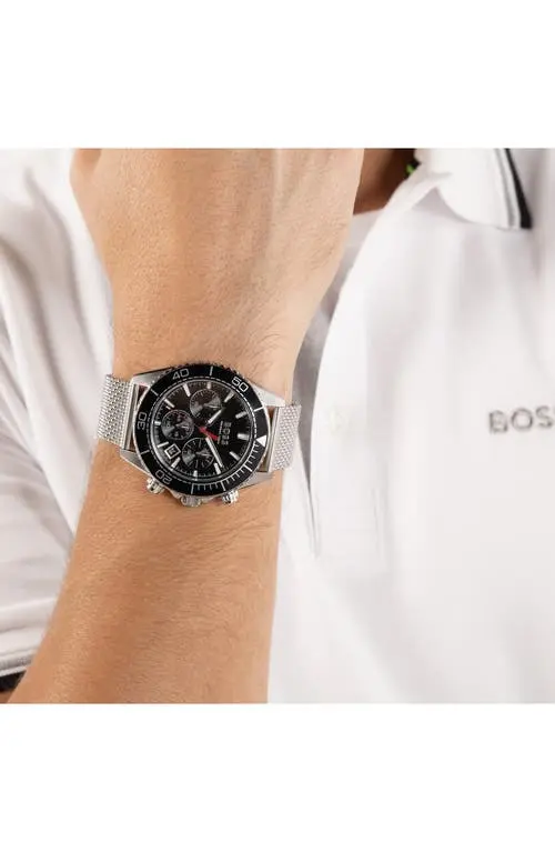 BOSS Sealiner Chronograph Mesh Strap Watch - Black