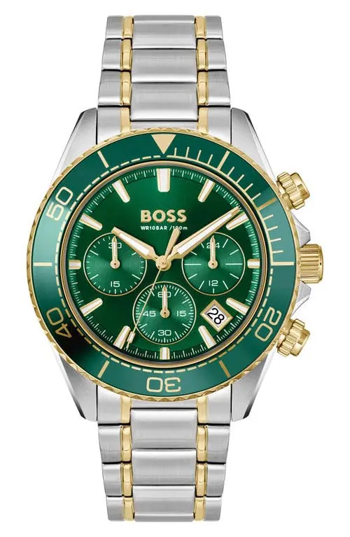BOSS Sealiner Chronograph Two-tone Bracelet Watch - Green
