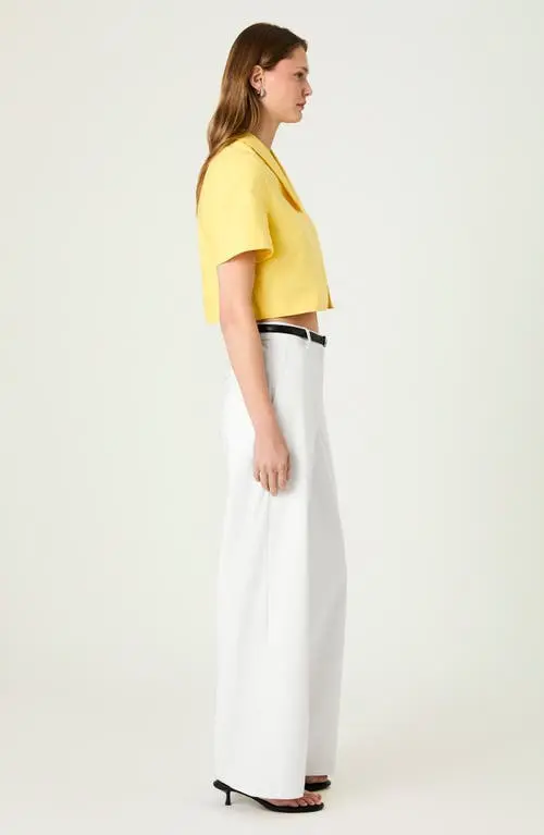 French Connection Theo Oversized Peter Pan Collar Crop Top - Bright Daisy