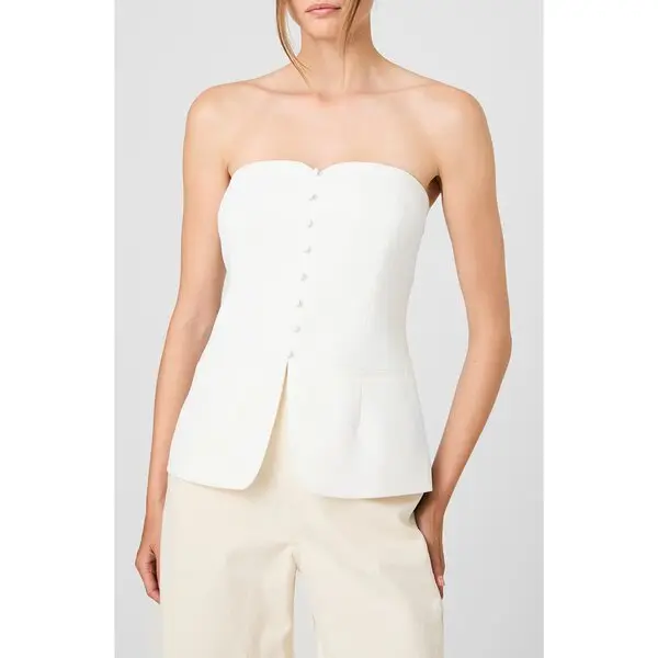 French Connection Strapless Top With Decorative Buttons - Summer White