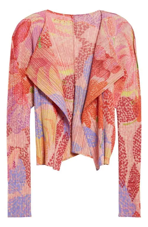 Issey Miyake Foggy Forest Pleated Open Front Cardigan - Pink