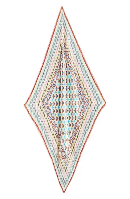 Echo Clover Pleated Diamond Scarf - White Multi