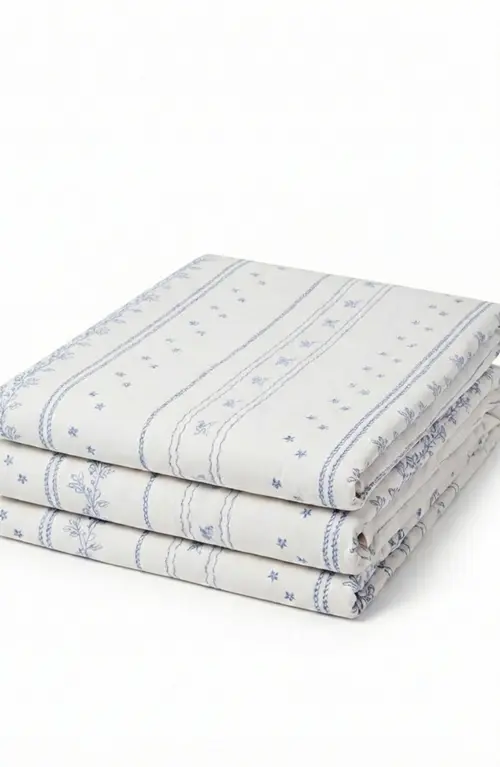EVER LASTING Embroidered French Lace Ruffle Duvet Cover - Blue