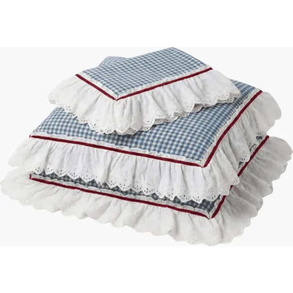 EVER LASTING Gingham Floral Ruffle Bedding Set
