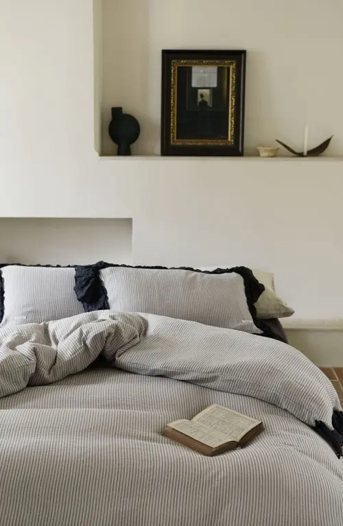 EVER LASTING Stripe Ruffle Lace Bedding Set
