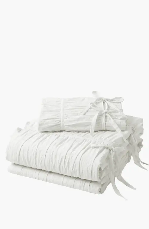 EVER LASTING Ruffle Ribbon Ties Duvet Cover - White