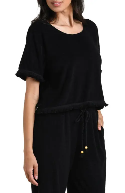 La Blanca Wild Nomad Fringe Trim Cover-up Shirt - Black