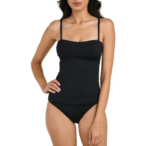 La Blanca Island Goddess Bandeau Tankini - Black