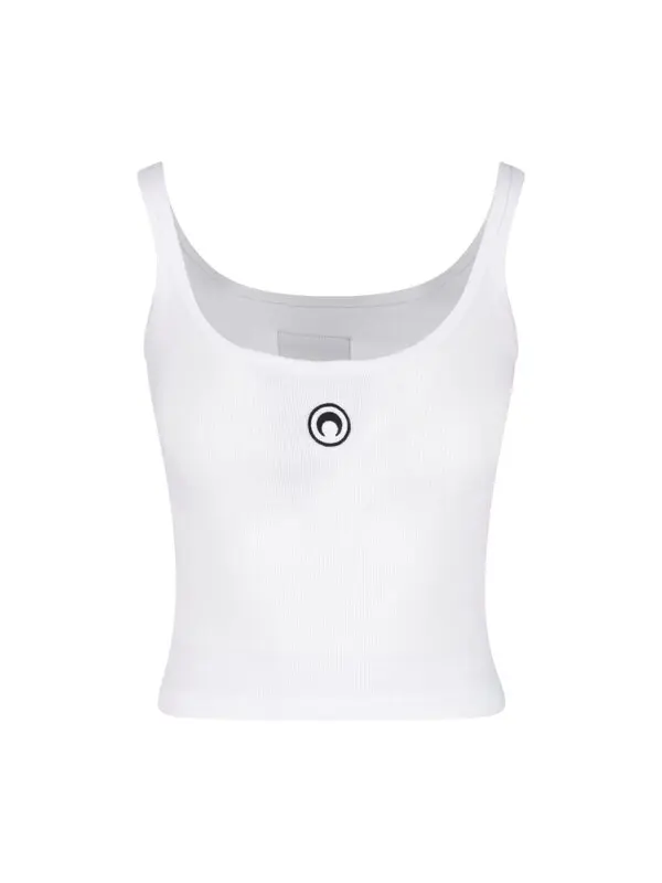 MARINE SERRE Tank Top With Logo - White