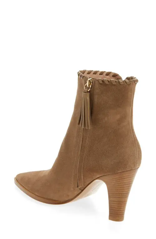 GIANVITO ROSSI Whipstitch Pointed Toe Bootie - Camel