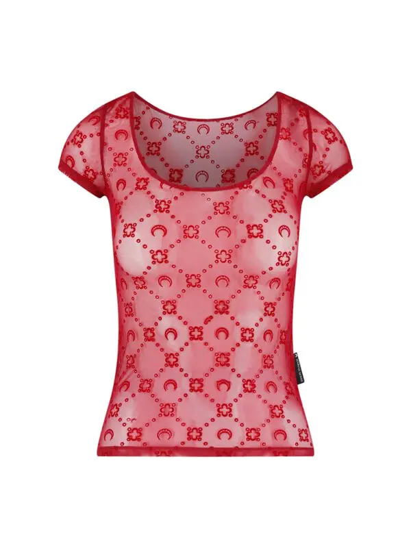 MARINE SERRE Mesh T-shirt - Red