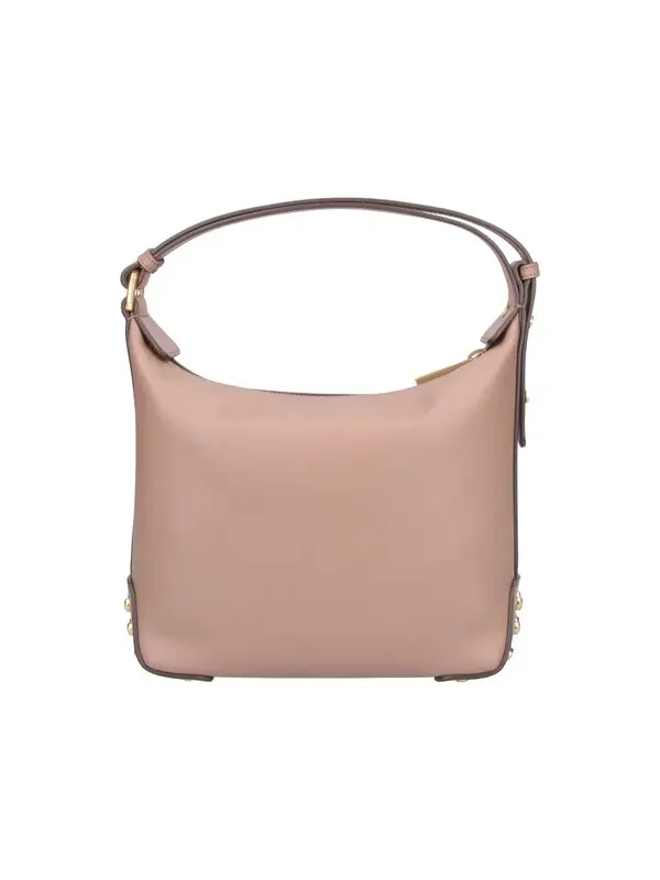 TOD'S Mini Leather Shoulder Bag With Metal Dots - Beige