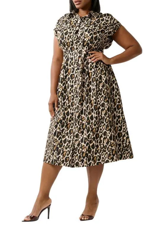 ESTELLE Leocara Leopard Print Shirtdress