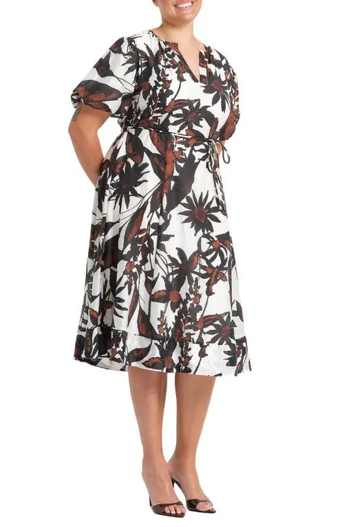 ESTELLE Mabel Floral Print Fit-and-flare Midi Dress