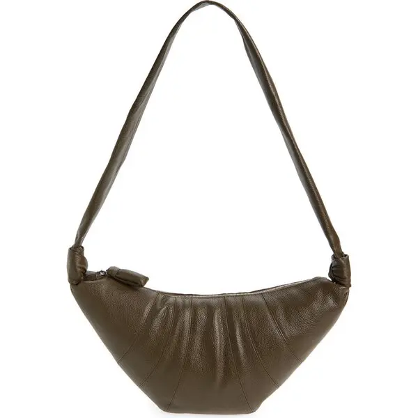 LEMAIRE Medium Croissant Leather Shoulder Bag - Dark Olive