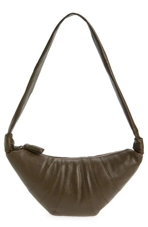 LEMAIRE Medium Croissant Leather Shoulder Bag - Dark Olive
