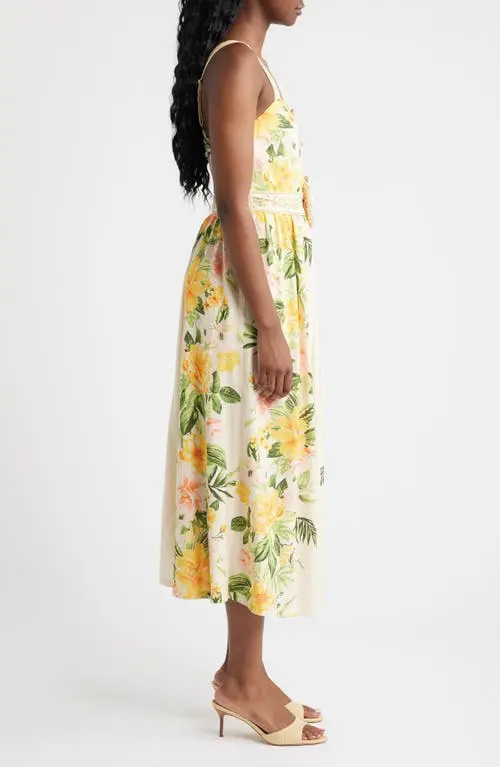 Moon River Floral Belted Midi Sundress