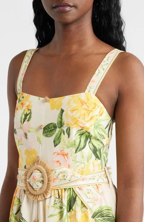 Moon River Floral Belted Midi Sundress