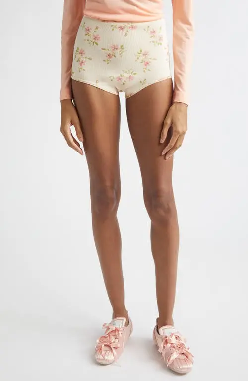 Simone Rocha Tiny Flowers Knit Micro Shorts - Cream Floral