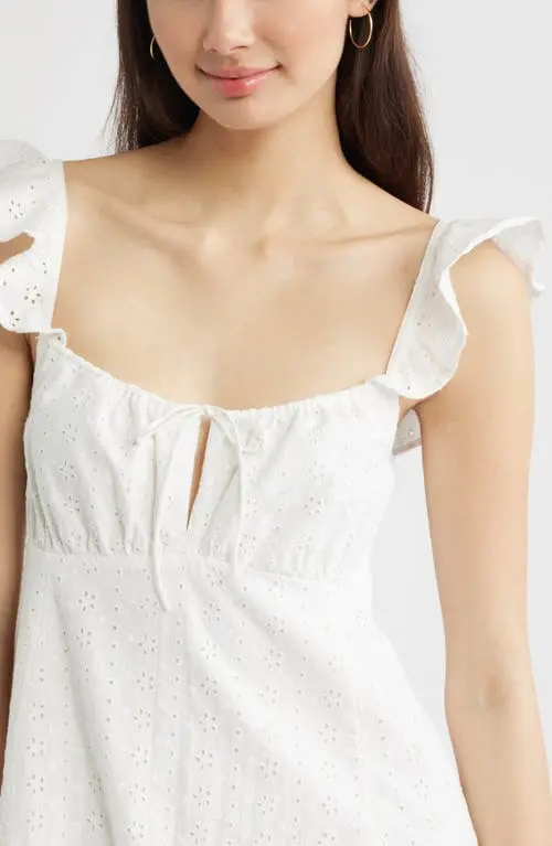 Bp. Cotton Eyelet Flutter-sleeve Minidress