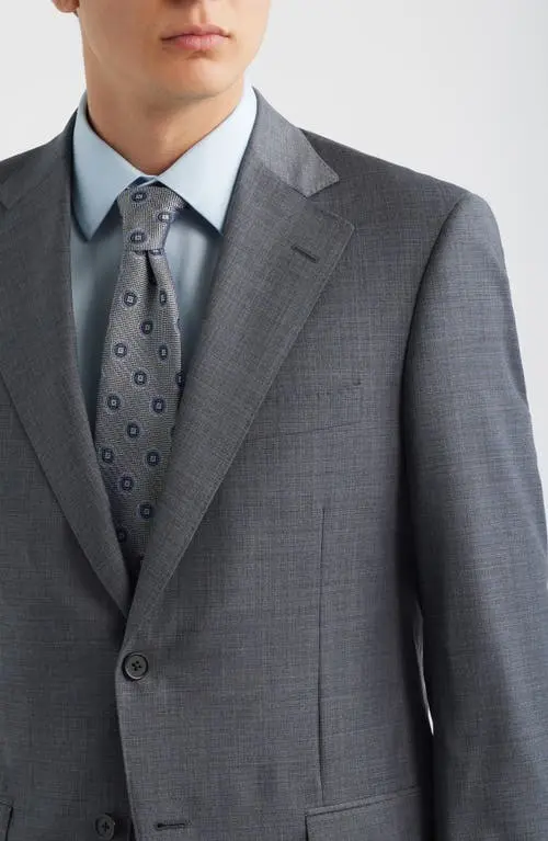 HERITAGE GOLD Grey Mélange Wool Suit - Mid Grey