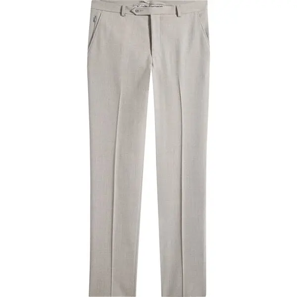 HERITAGE GOLD Flat-front Stretch Wool Suit Pants