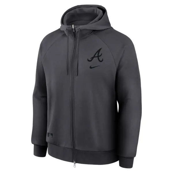 Nike Atlanta Braves Authentic Collection Dri-fit Mlb Full-zip Hoodie - Grey