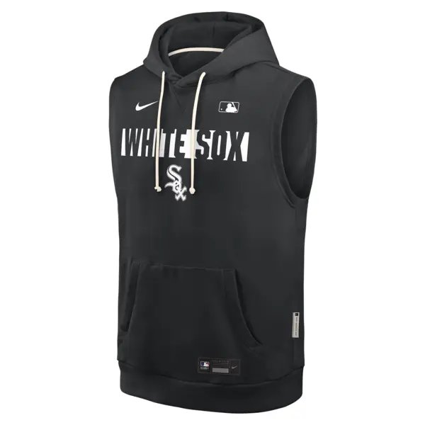 Nike Chicago White Sox Authentic Collection Standard Issue Dri-fit Mlb Sleeveless Pullover Hoodie - Black