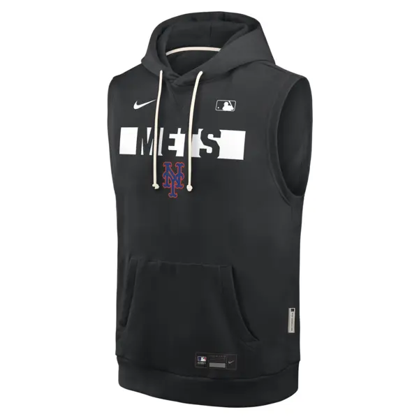 Nike New York Mets Authentic Collection Standard Issue Dri-fit Mlb Sleeveless Pullover Hoodie - Black