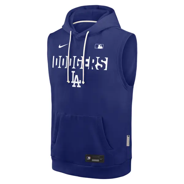 Nike Los Angeles Dodgers Authentic Collection Standard Issue Dri-fit Mlb Sleeveless Pullover Hoodie - Blue