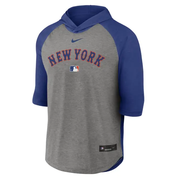 Nike New York Mets Authentic Collection Flux Dri-fit Mlb 3/4-sleeve Hooded T-shirt - Blue