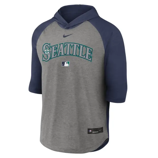 Nike Seattle Mariners Authentic Collection Flux Dri-fit Mlb 3/4-sleeve Hooded T-shirt - Blue