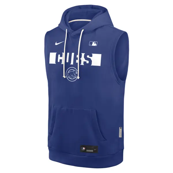 Nike Chicago Cubs Authentic Collection Standard Issue Dri-fit Mlb Sleeveless Pullover Hoodie - Blue