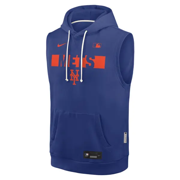 Nike New York Mets Standard Issue Dri-fit Mlb Sleeveless Pullover Hoodie - Blue