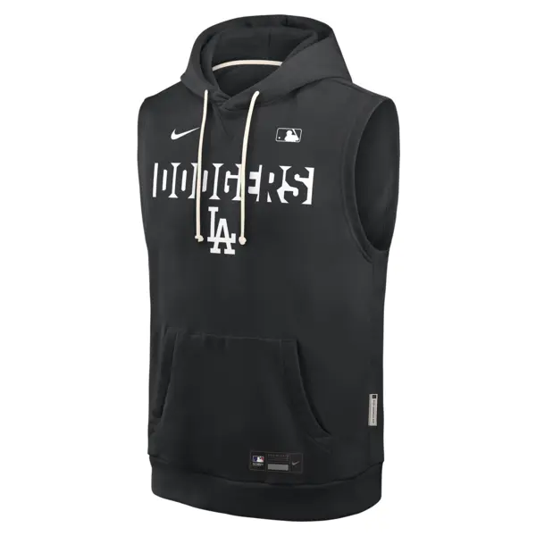Nike Los Angeles Dodgers Authentic Collection Standard Issue Dri-fit Mlb Sleeveless Pullover Hoodie - Black