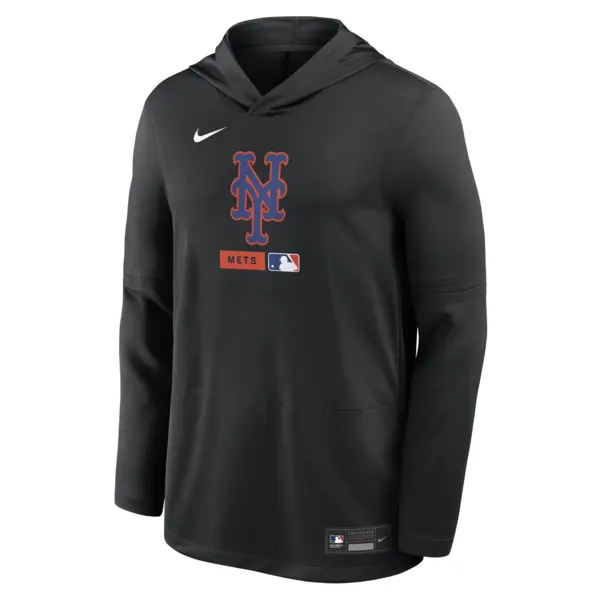 Nike New York Mets Authentic Collection Dri-fit Mlb Long-sleeve Hooded Top - Black