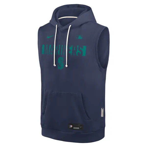 Nike Seattle Mariners Authentic Collection Standard Issue Dri-fit Mlb Sleeveless Pullover Hoodie - Blue