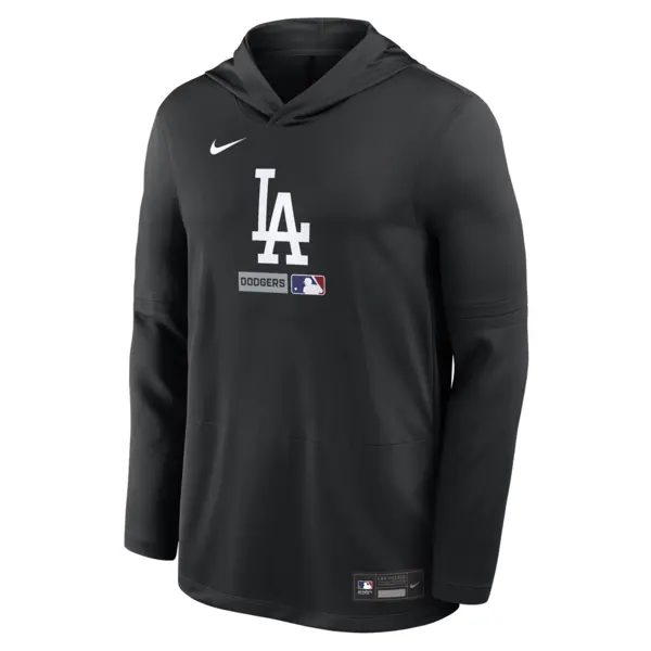 Nike Los Angeles Dodgers Authentic Collection Dri-fit Mlb Long-sleeve Hooded Top - Black