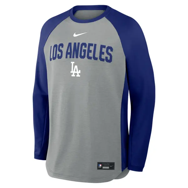Nike Los Angeles Dodgers Authentic Collection Dri-fit Pullover Crew - Grey